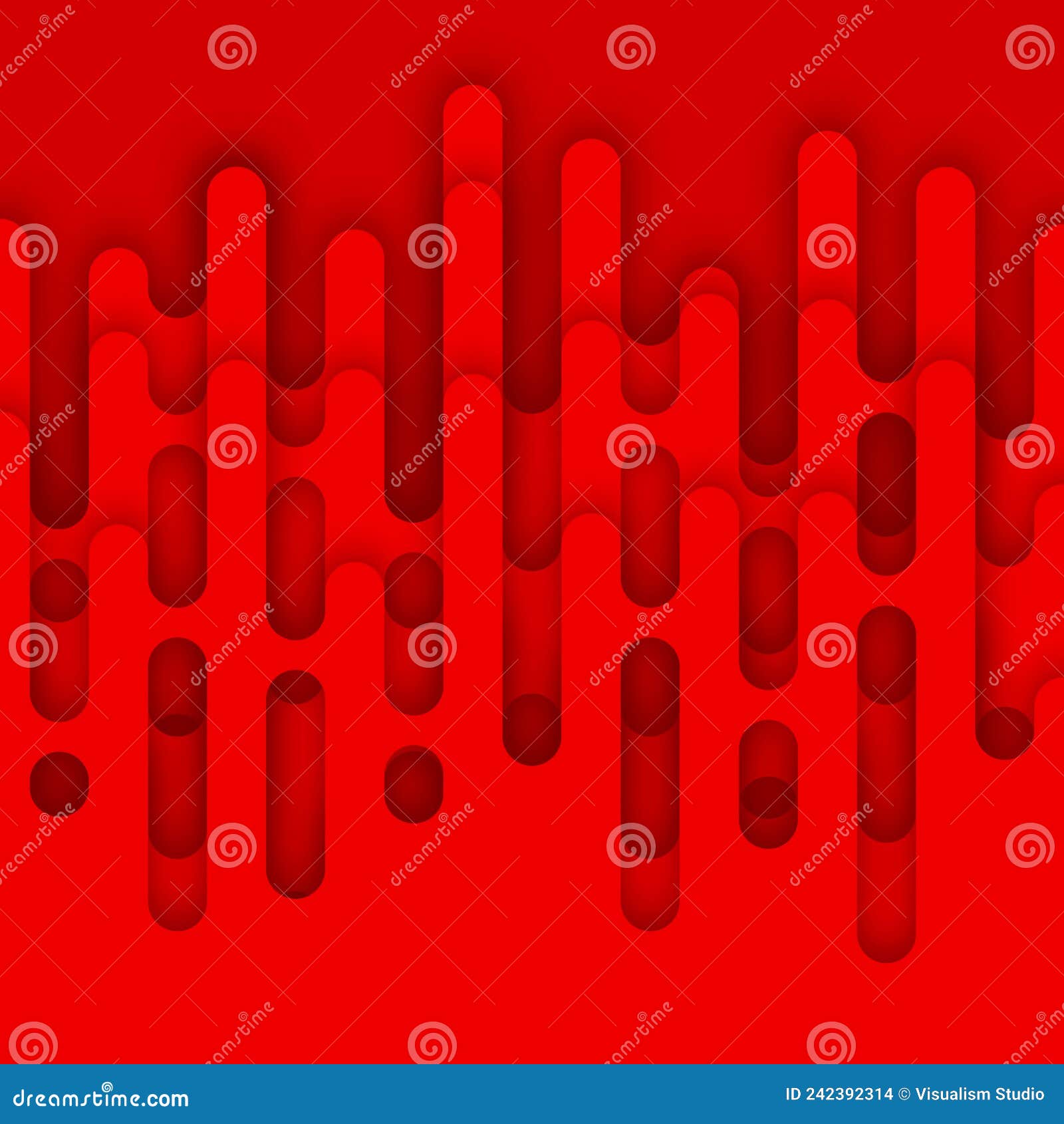 Abstract Melt Red Wavy Rounded Line Halftone Flowing Geometry ...