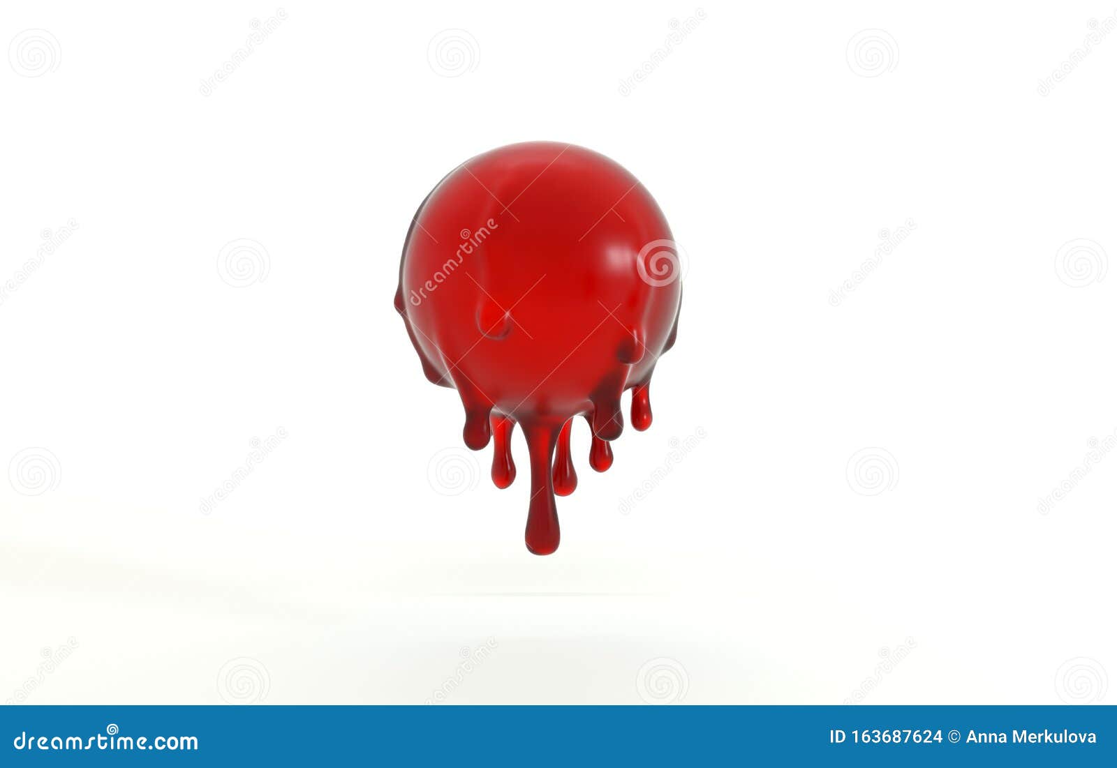 Abstract Melted Red Sphere on White Background 3d Rendering Stock ...