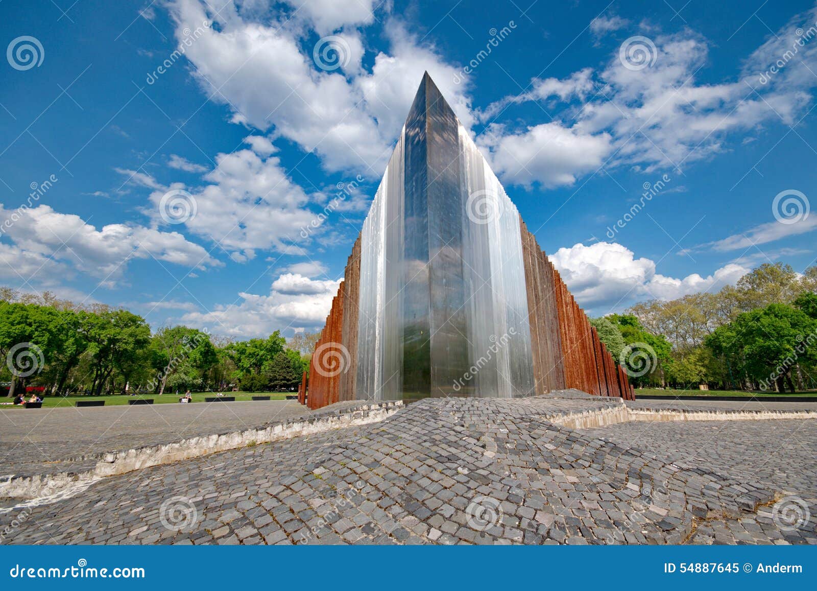Abstract Memorial in Budapest, Hungary Stock Image - Image of clouds ...