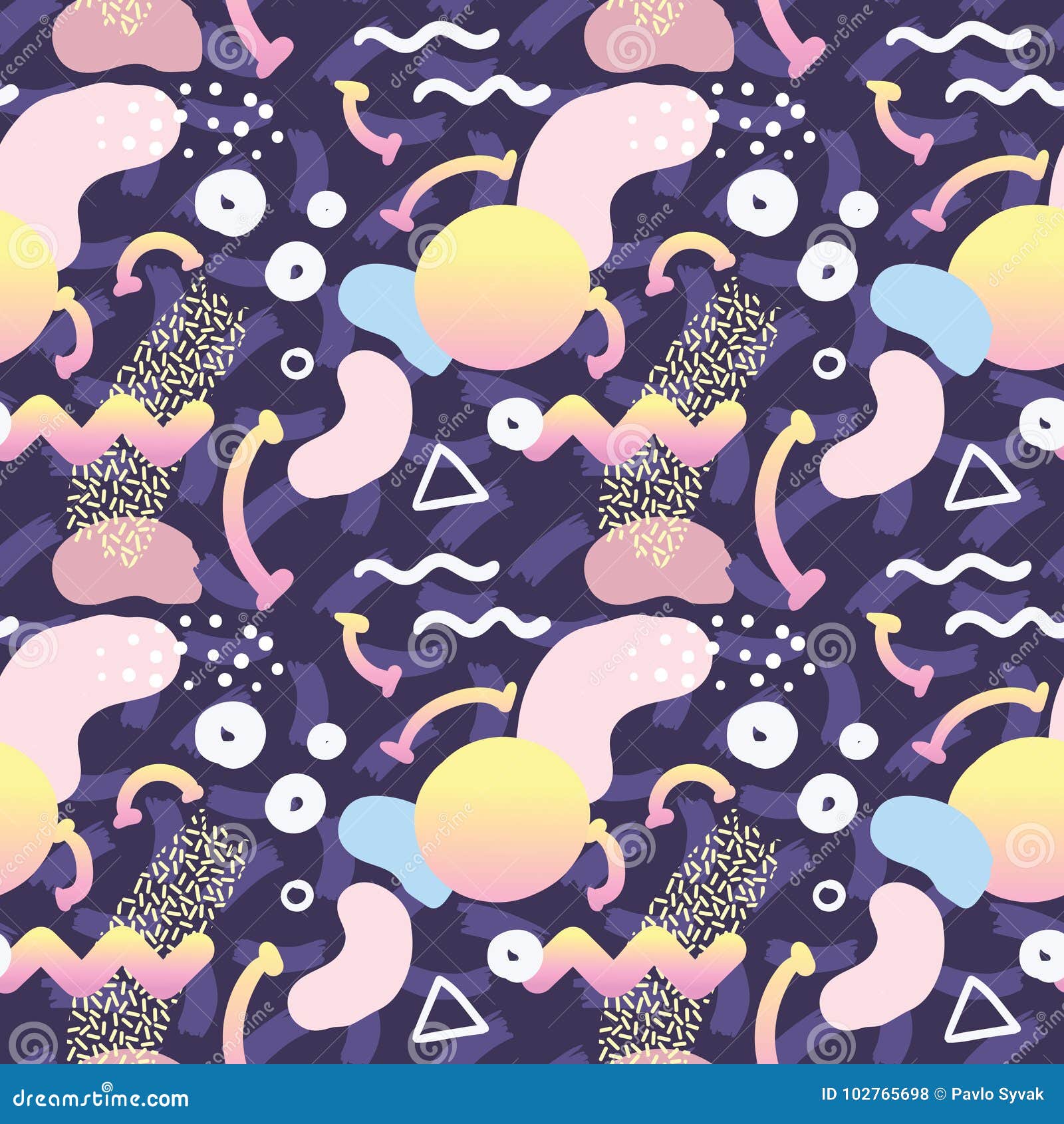 Abstract Memphis Style Seamless Pattern with Geometric Stock Vector ...