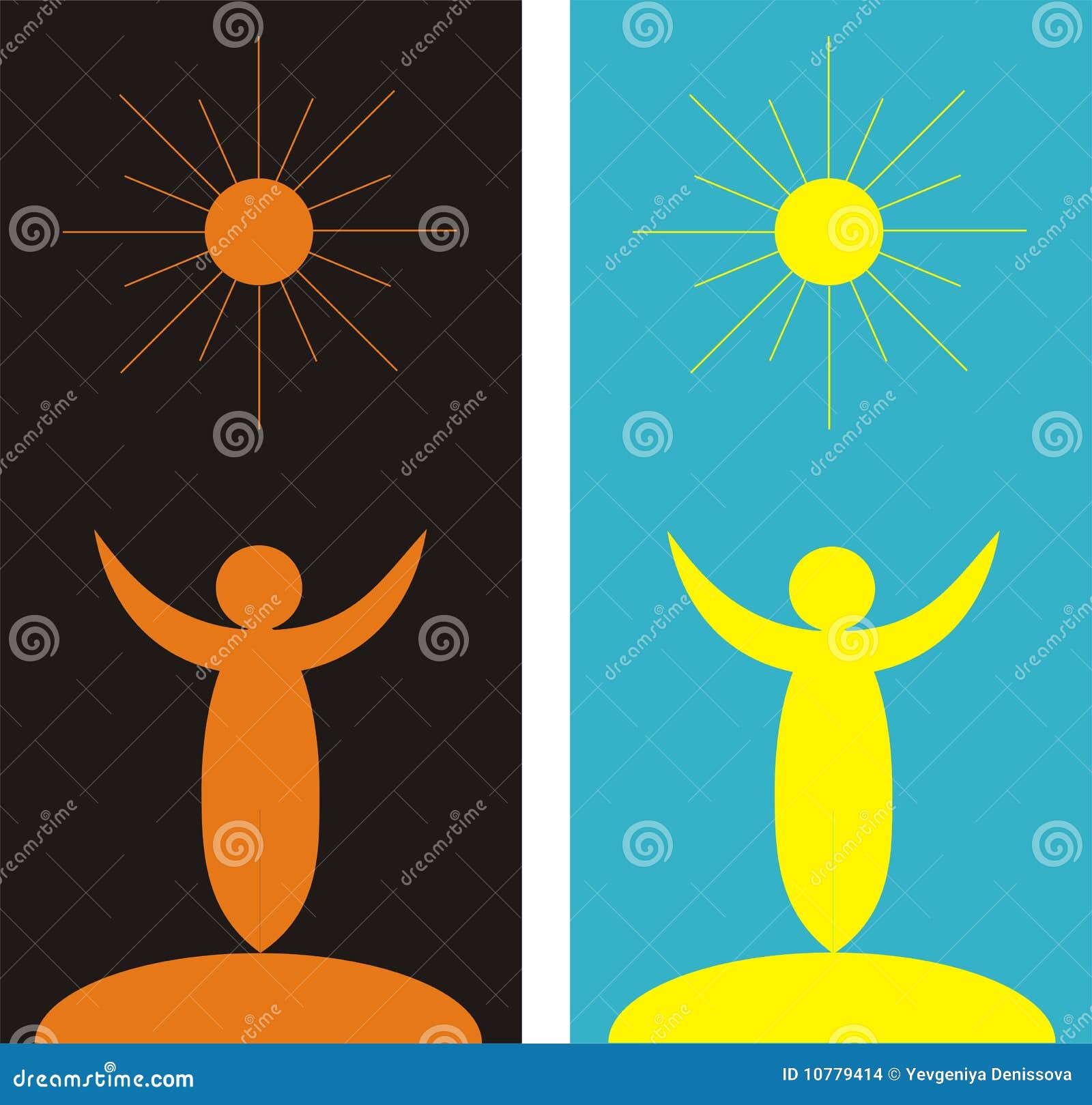 Abstract men and sun stock illustration. Illustration of ecology - 10779414