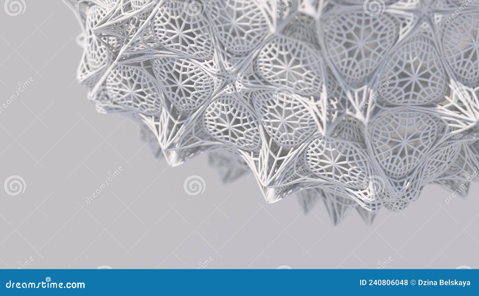 Abstract Mesh Fractal Array. White Monochrome Illustration, 3d Render ...