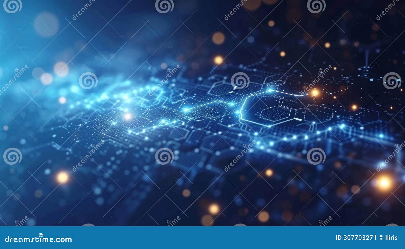 Abstract Mesh Particles Blue Technology Background. Big Data, Computer ...