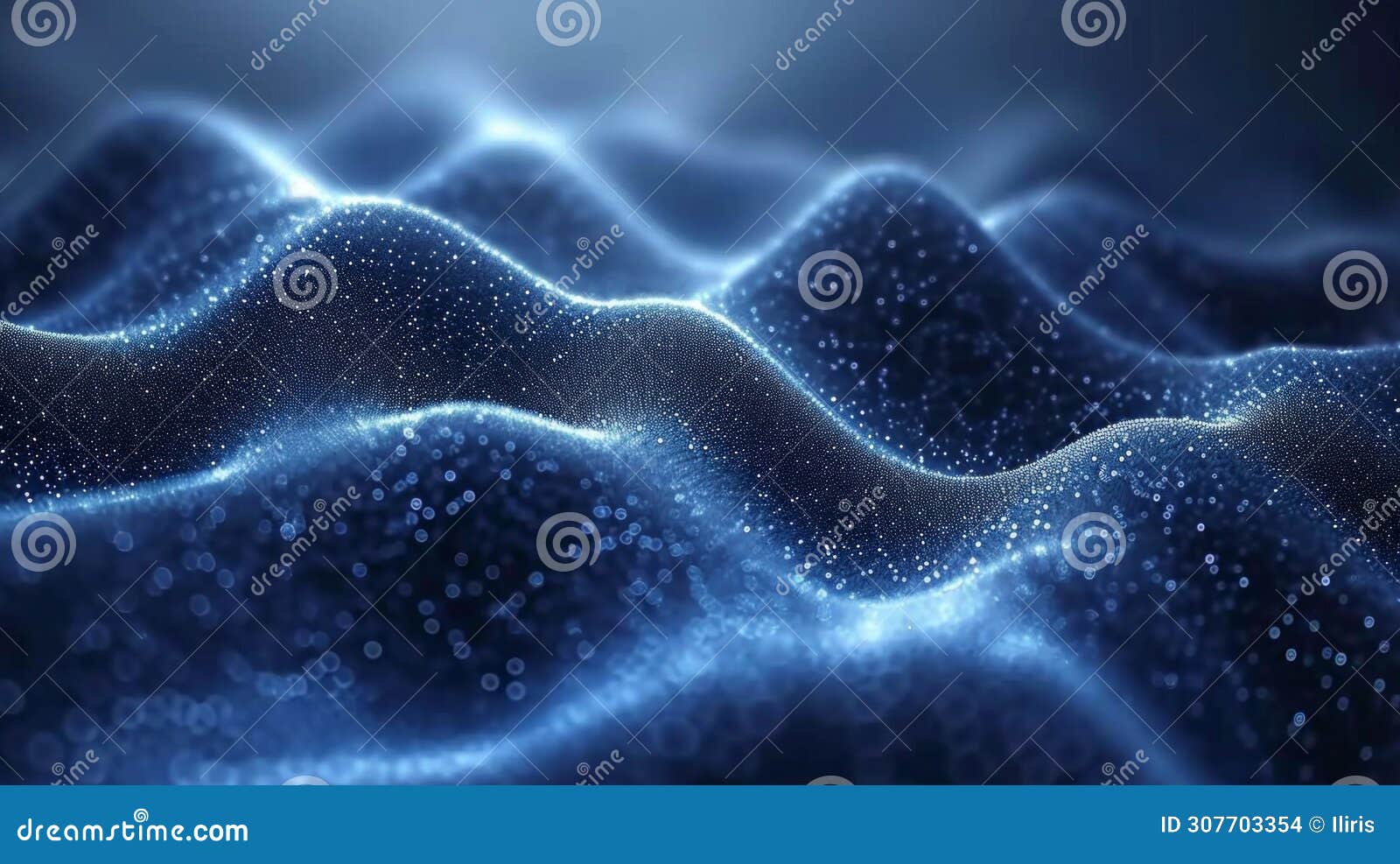 Abstract Mesh Particles Blue Technology Background. Big Data, Computer ...