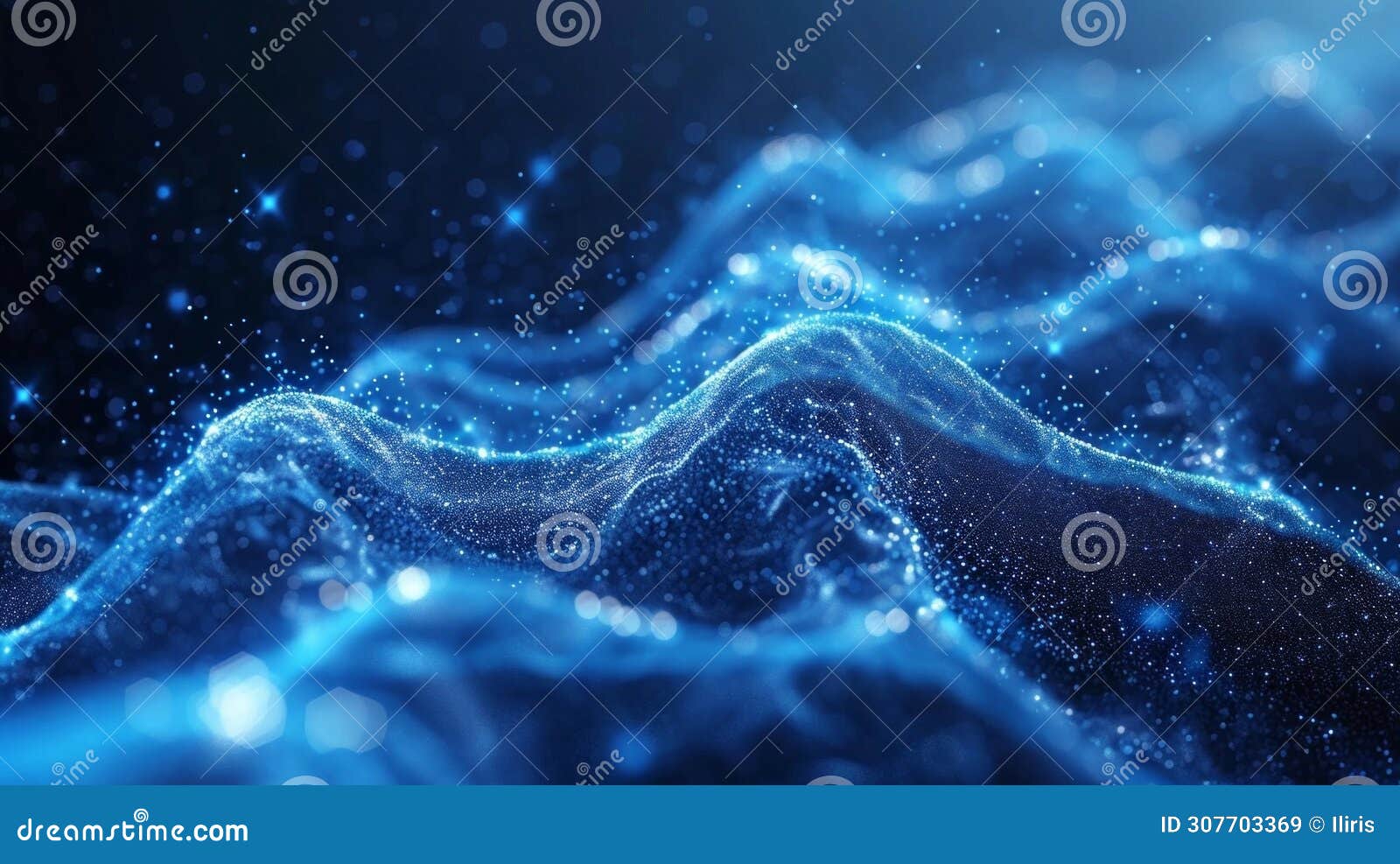 Abstract Mesh Particles Blue Technology Background. Big Data, Computer ...