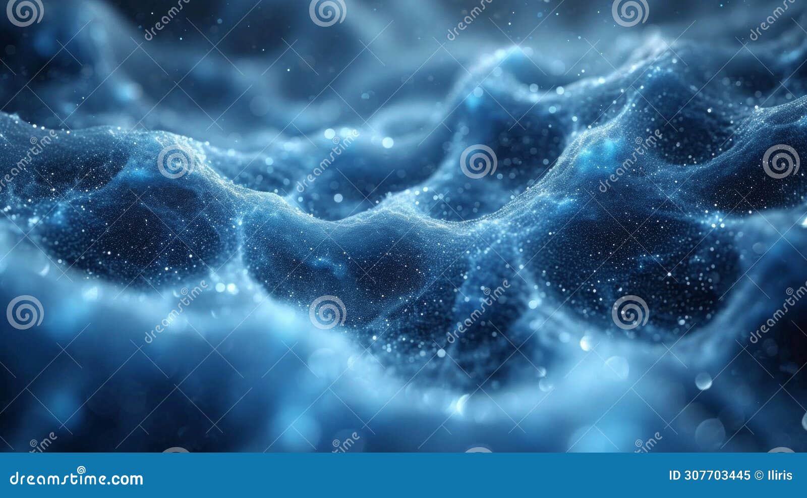 Abstract Mesh Particles Blue Technology Background. Big Data, Computer ...