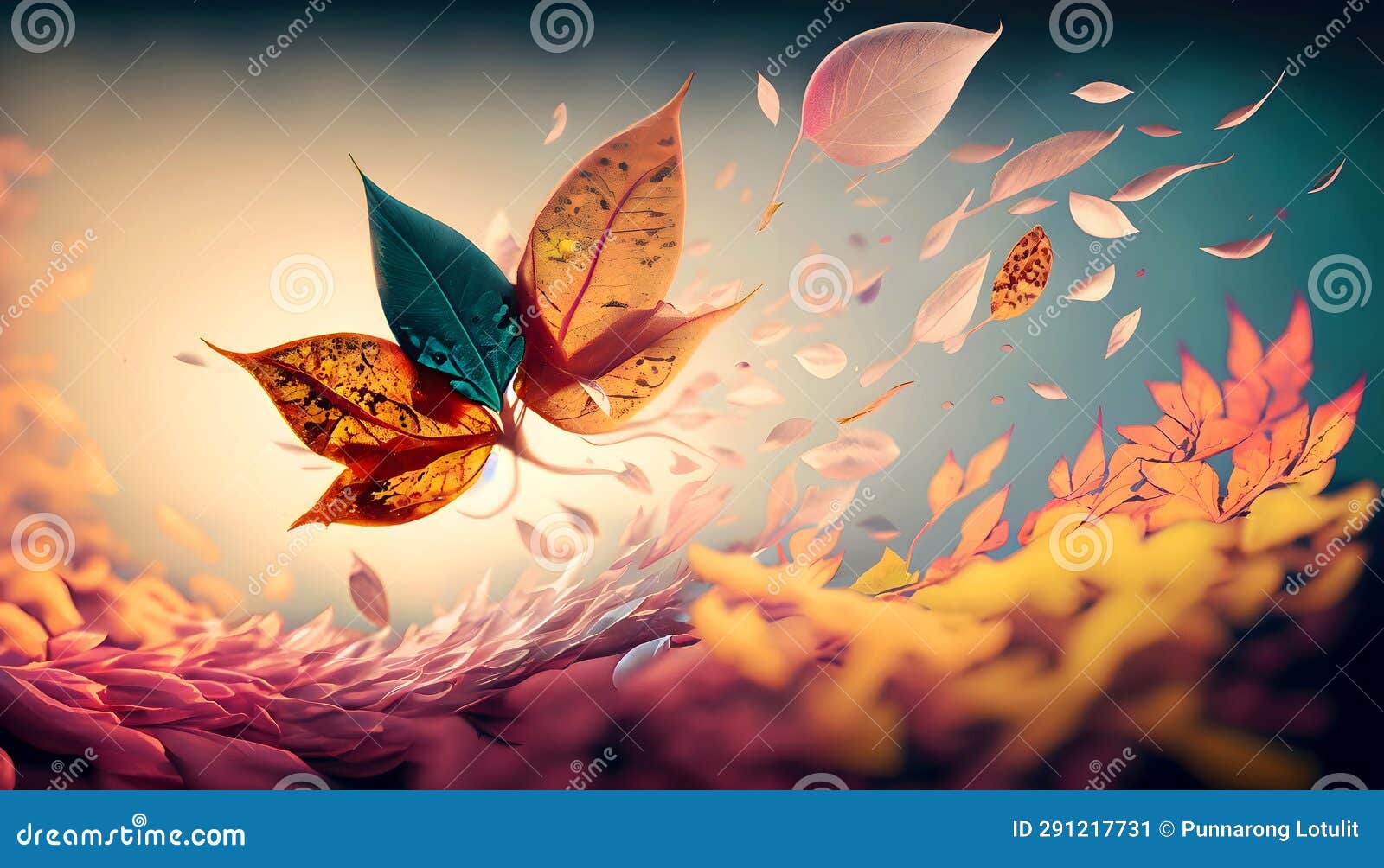 Leave Leaf Drifting in the Wind, with Soft Colors and a Dreamy ...