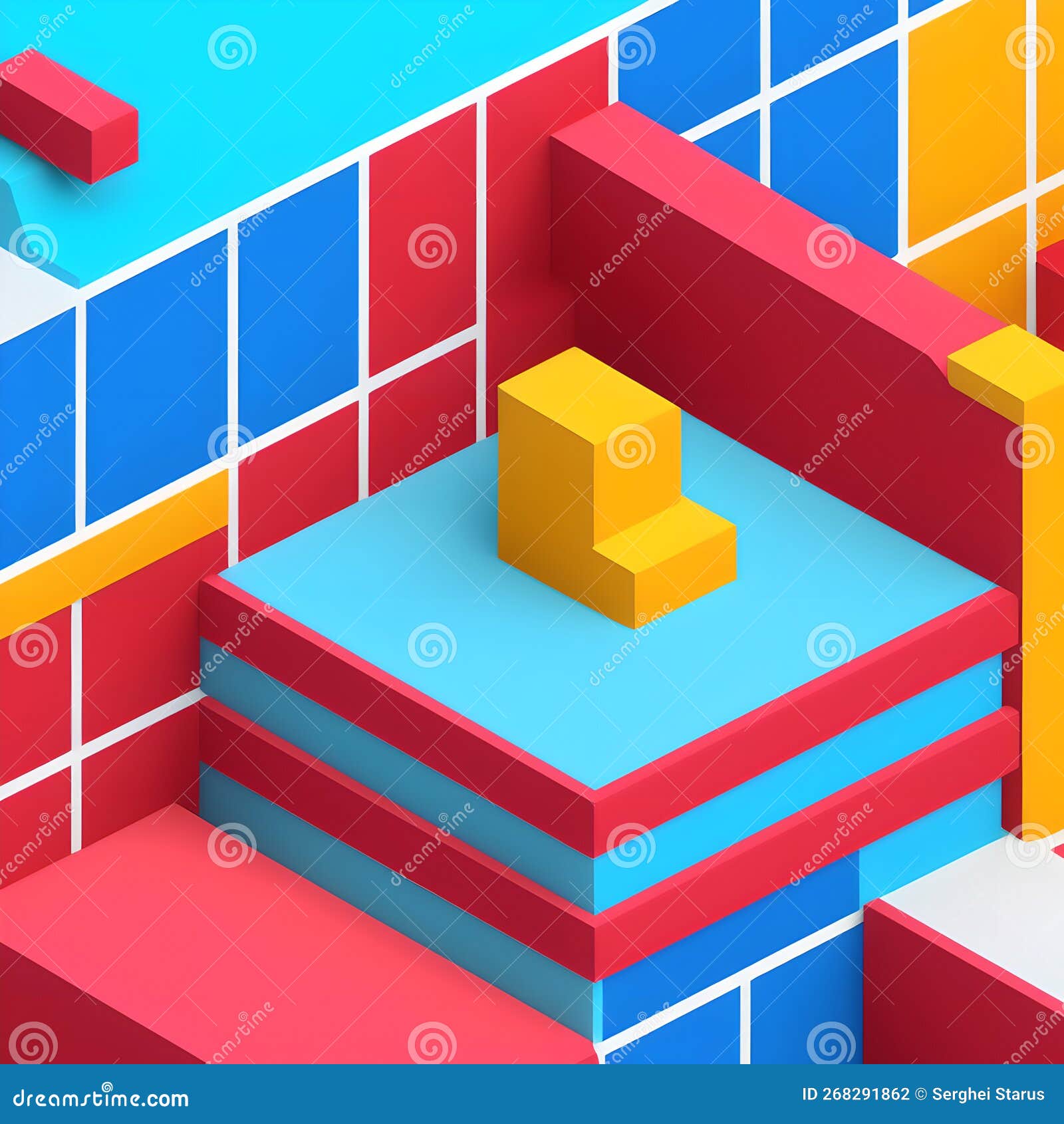Abstract Mess of Stacked Multi-colored Blocks. Concept Background or ...