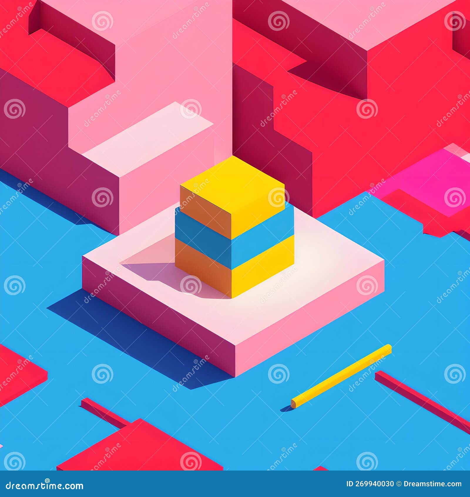 Abstract Mess of Stacked Multi-colored Blocks. Concept Background or ...