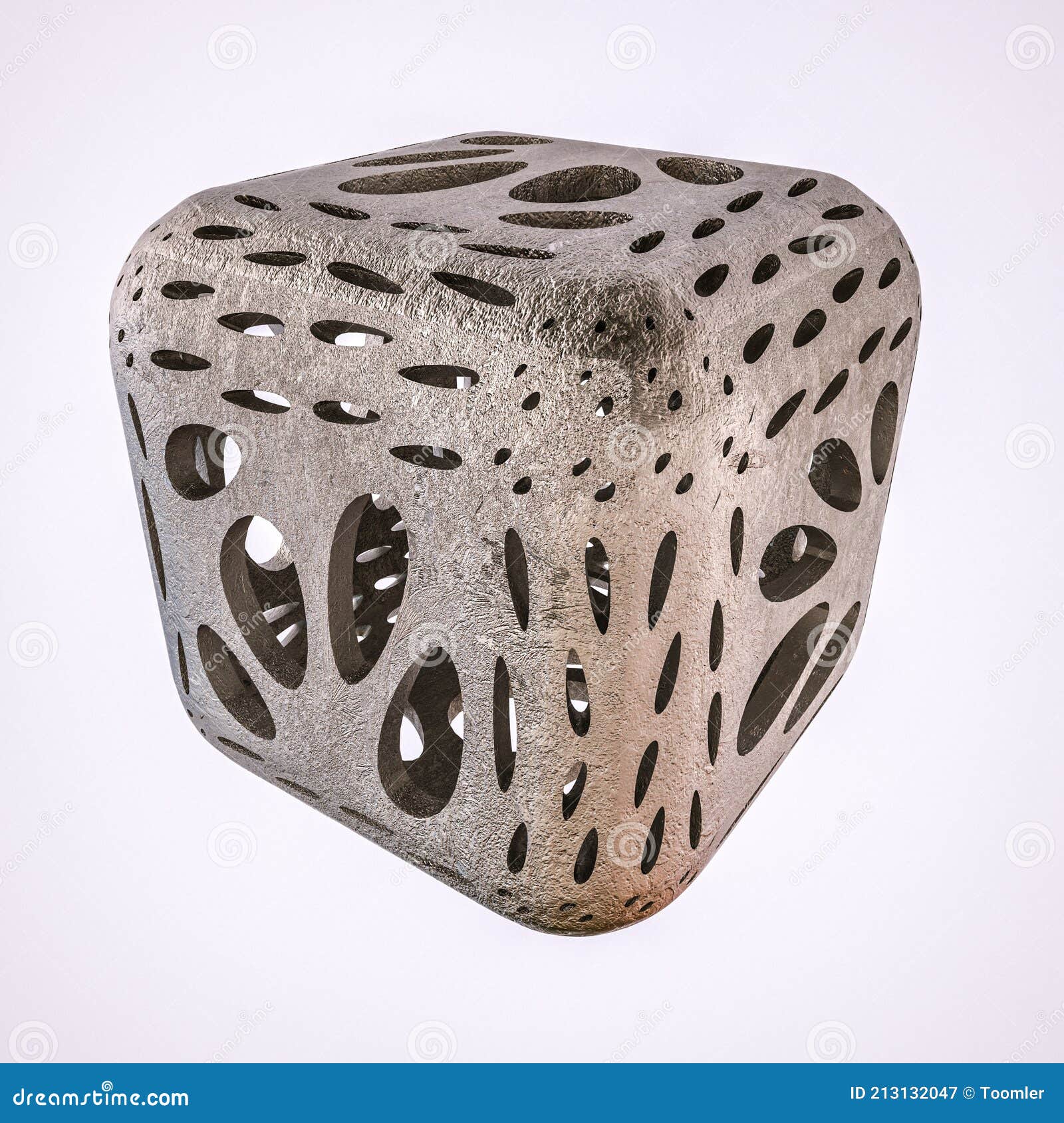 Abstract Metal Cube with Texture and Holes. 3d Render Stock ...