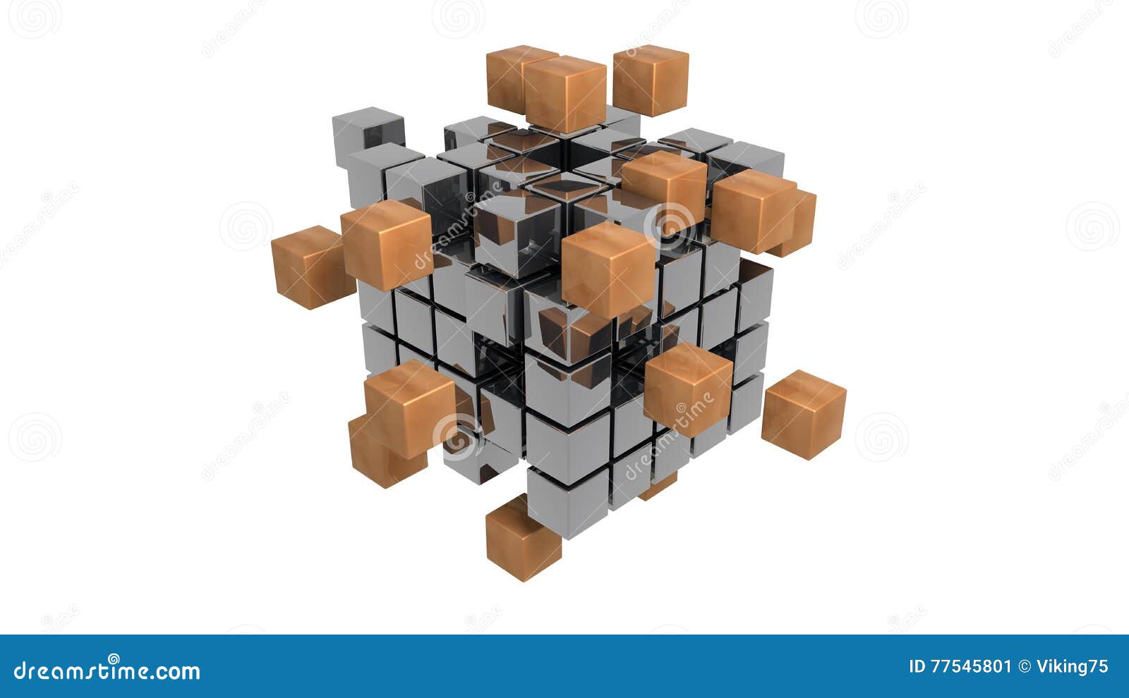 Abstract Metal Cubes 3d Illustration Stock Illustration - Illustration ...