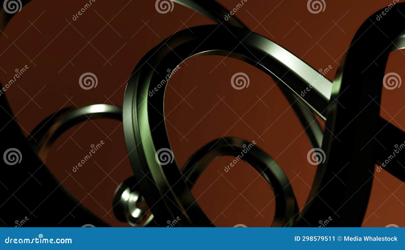 Abstract Metal Curving Tubes with Source of Light. Design. Moving 3D ...