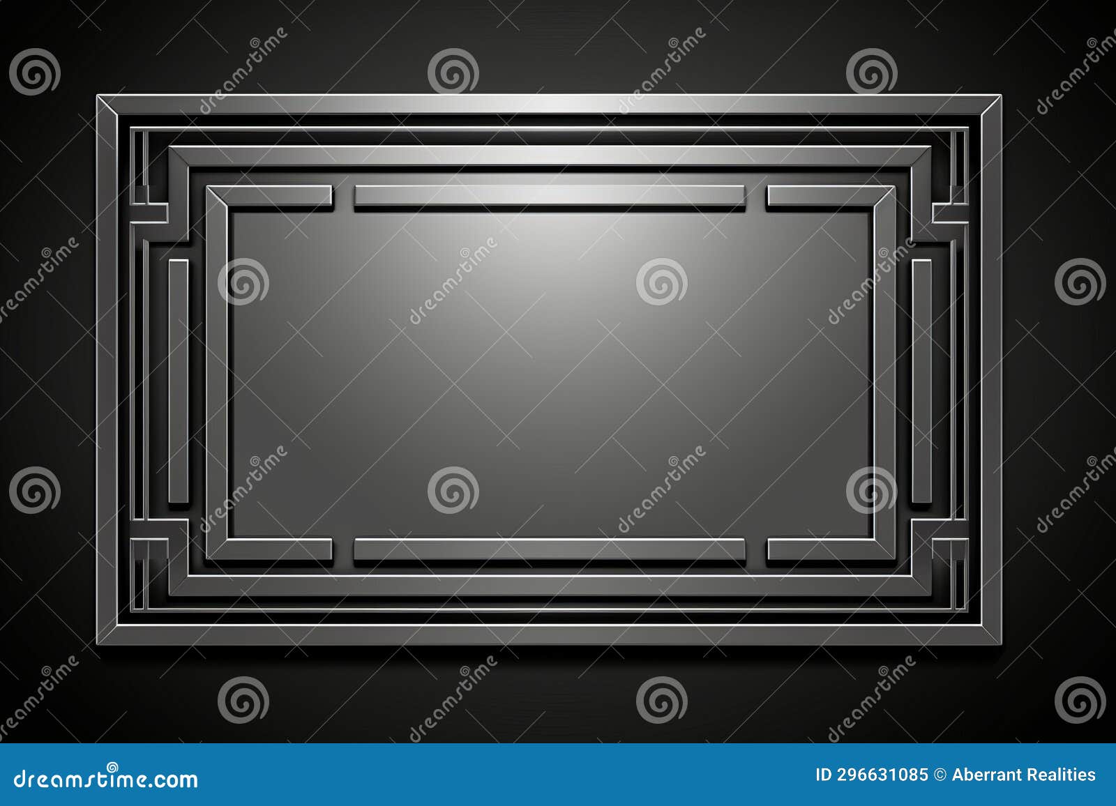 An Abstract Metal Frame on a Black Background Stock Illustration ...