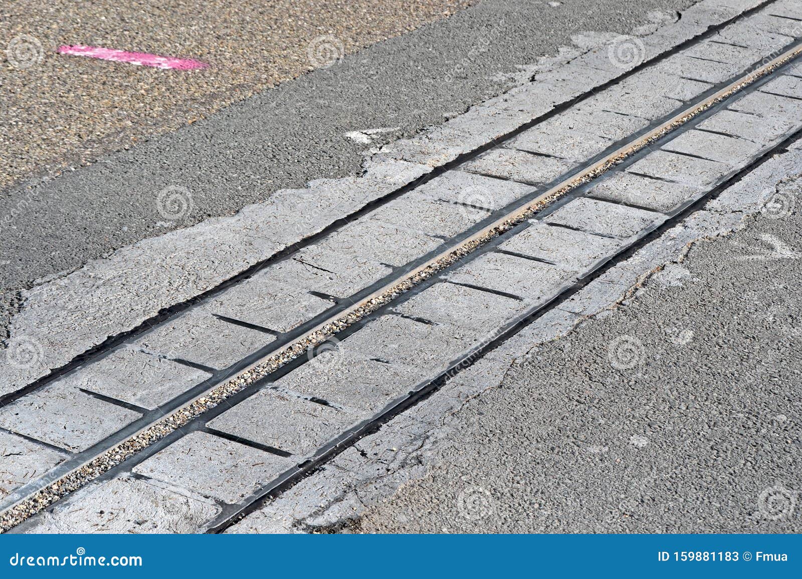 Abstract Metal Line Barrier on Stone Surface Closeup, Technology ...