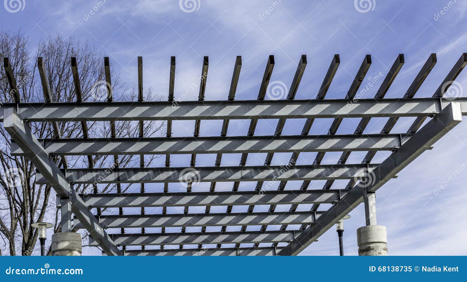 Abstract Metal Pergola in a Park Stock Image - Image of leading, lines ...
