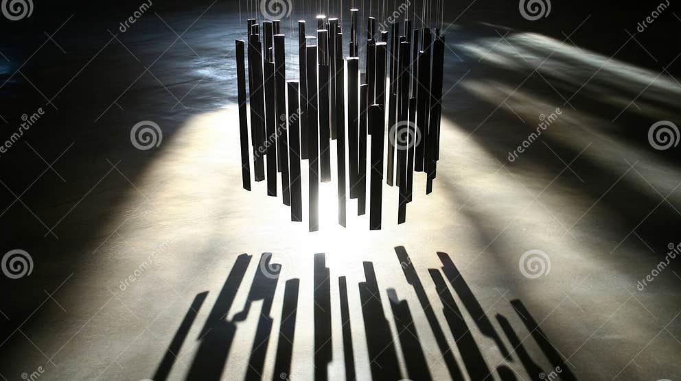 Abstract Metal Sculpture Installation with Dramatic Light and Shadow ...
