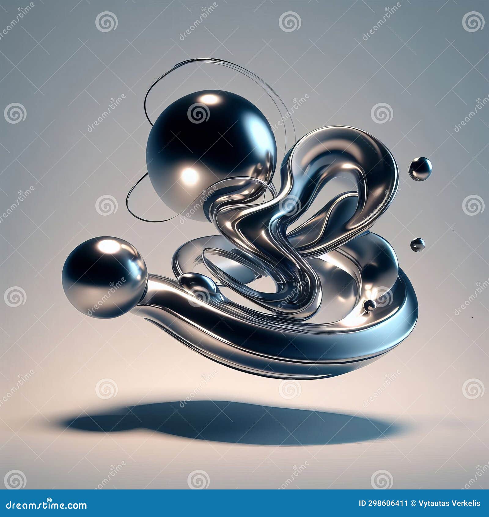Abstract Metal Shape, Levitating Object Stock Illustration ...
