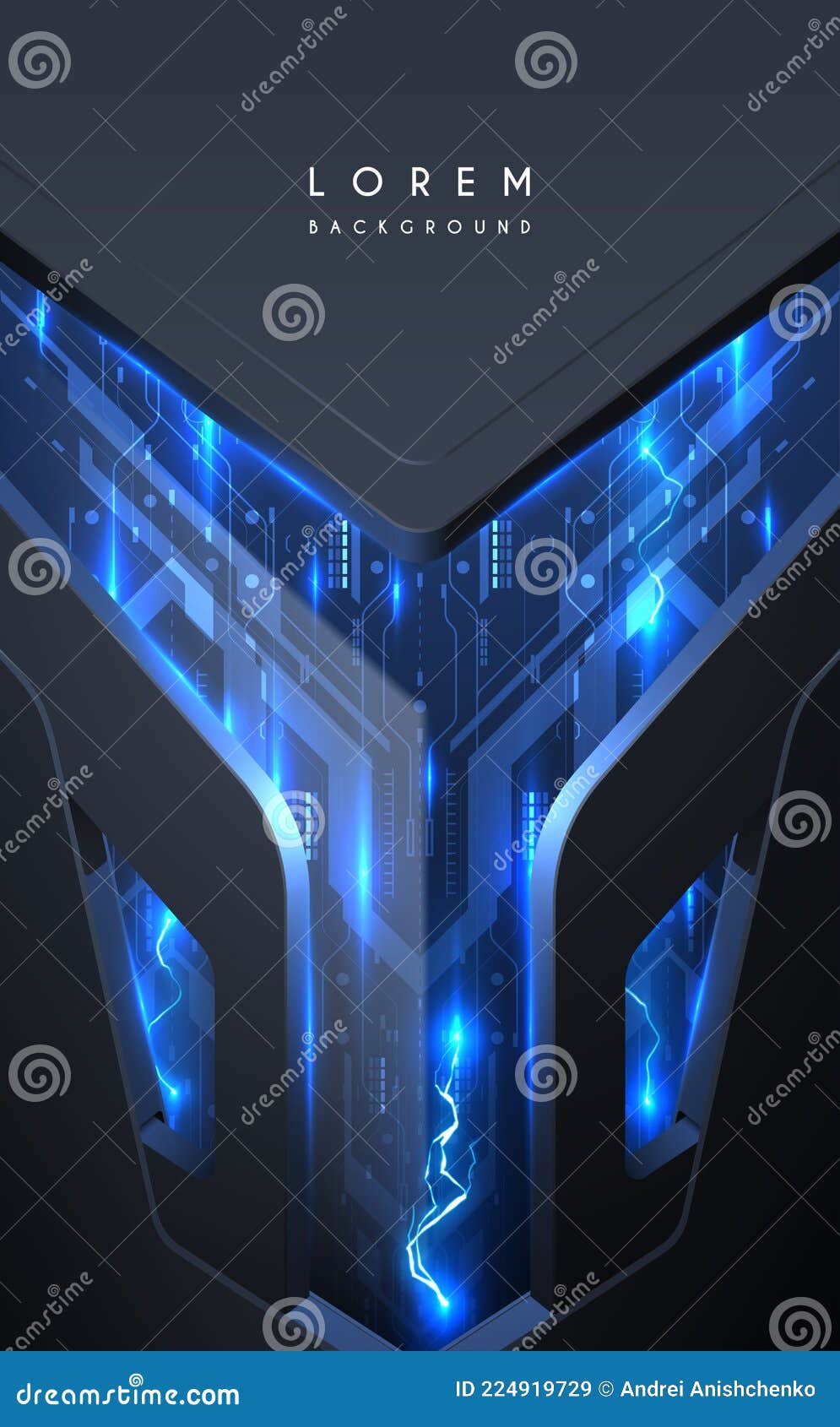 Abstract Metal Technology Background with Blue Glow Effect Stock Vector ...