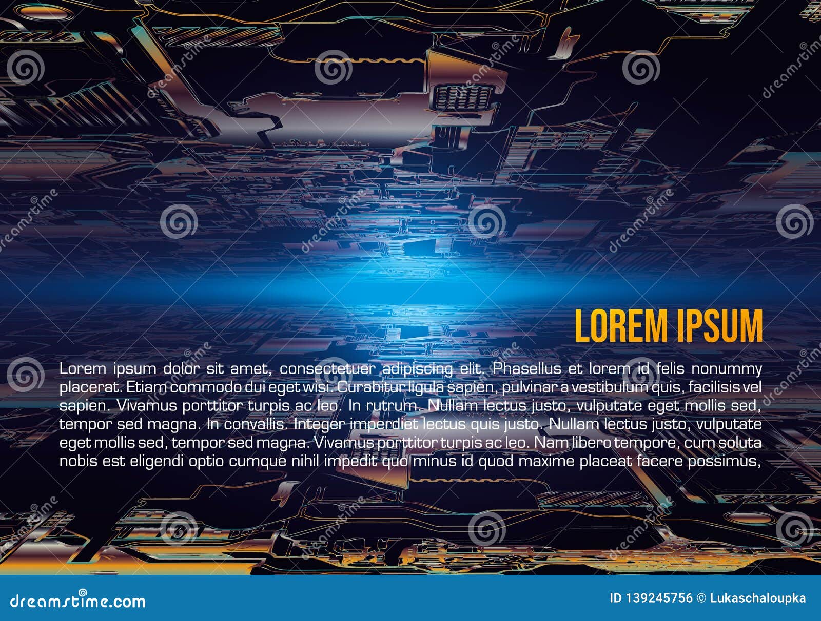 Abstract Metalic Motherboard Vector Background In Blue Color Stock ...