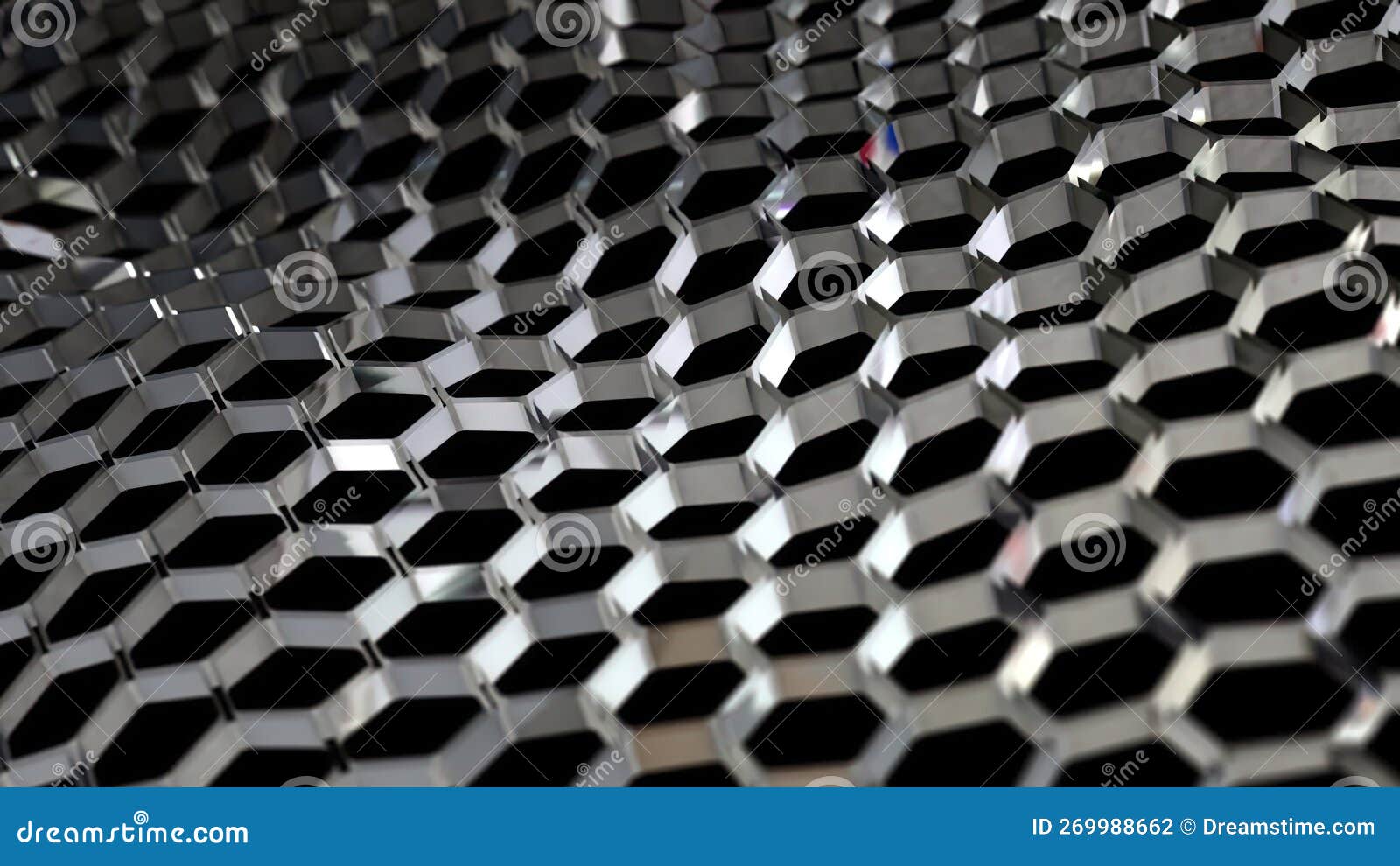 Abstract Metallic Background, Floating Hexagonal Grid, Endless ...