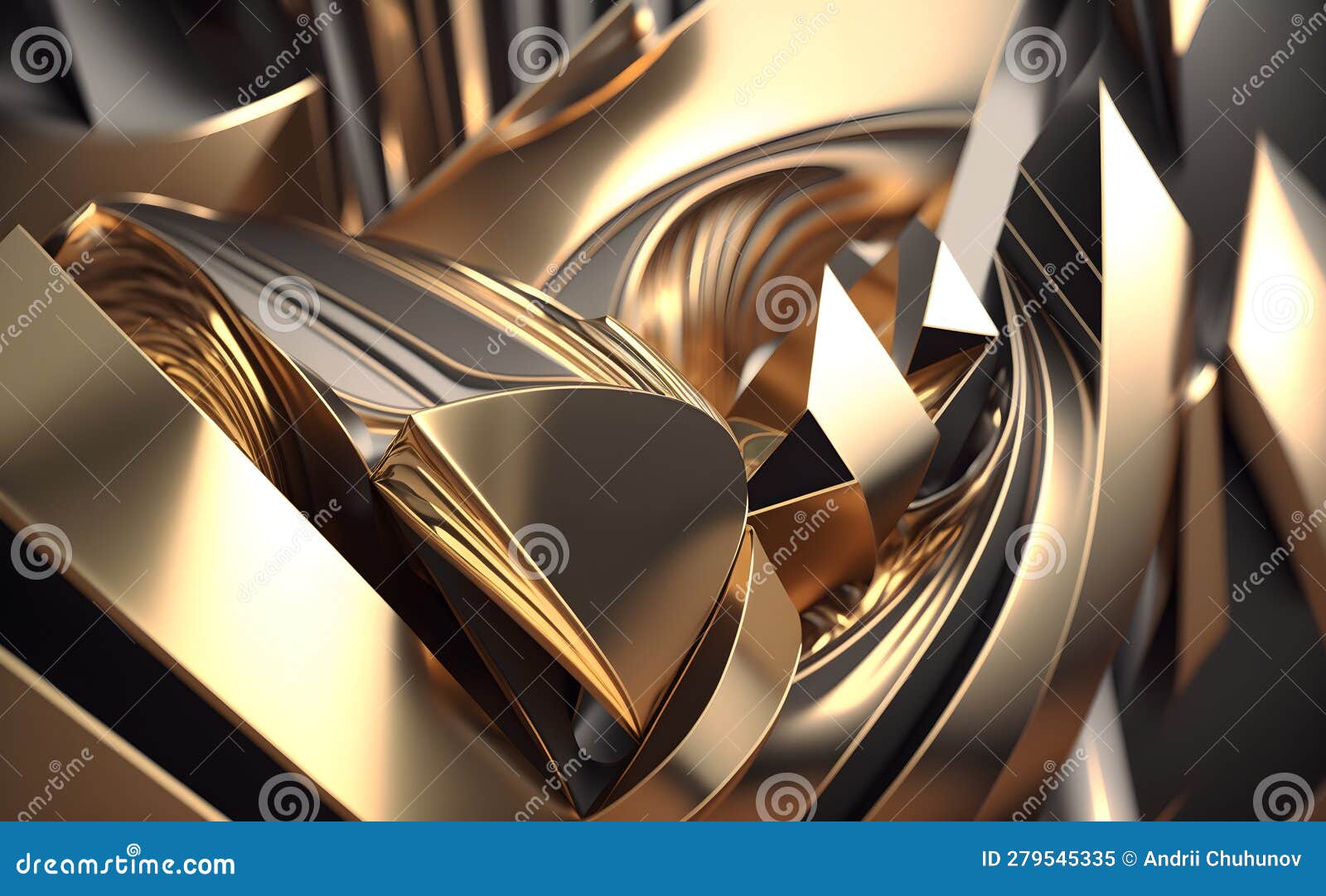 Abstract Metallic Background with Waves and Lighting Effects ...
