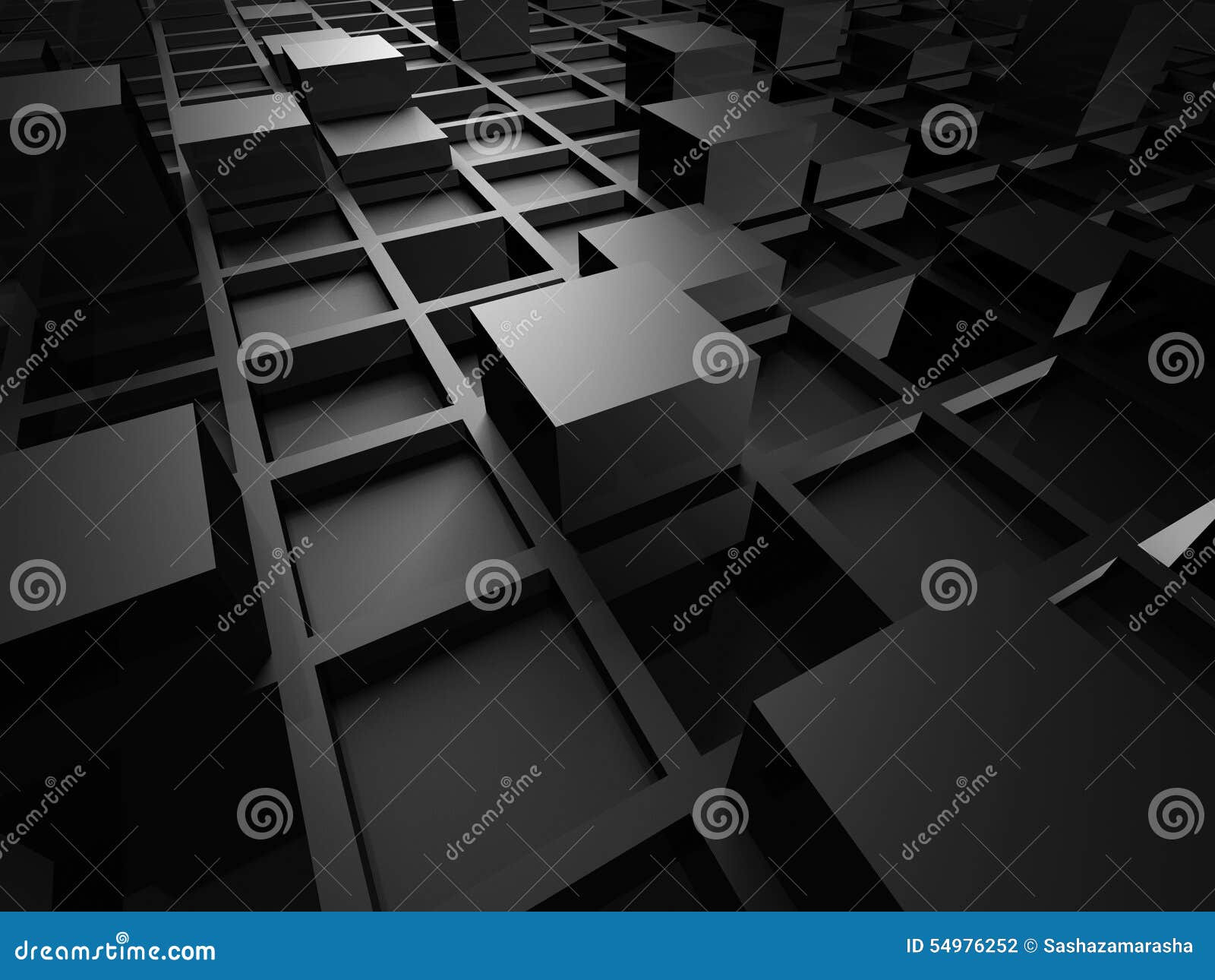 Abstract Metallic Black Cube Blocks Background Stock Illustration ...