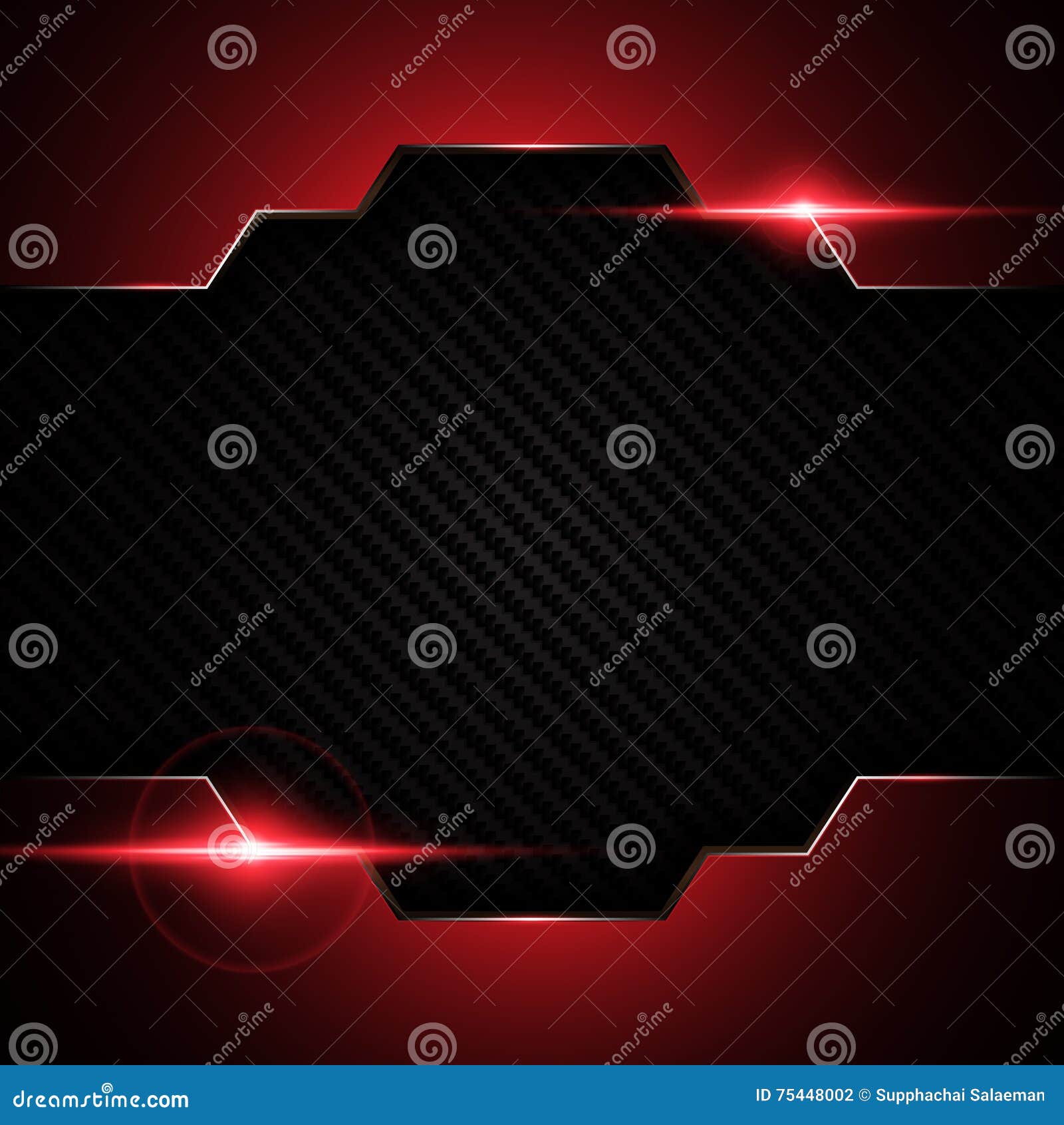 Abstract Metallic Black Red Frame on Carbon Kevlar Texture Pattern Tech ...