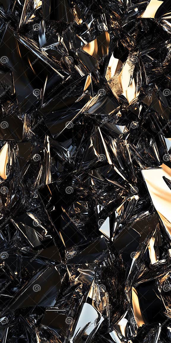 Abstract Metallic Crystal Texture with Reflective Surfaces and Sharp ...