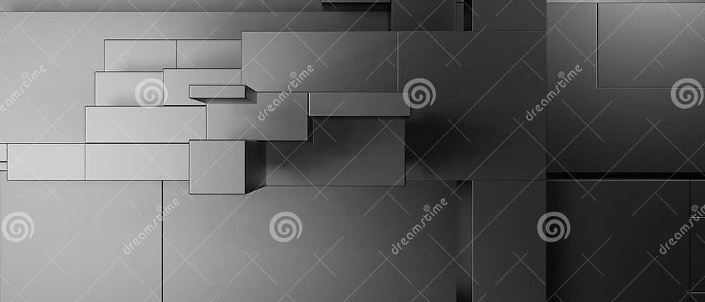 Abstract Metallic 3D Blocks Cubes Three Dimensional Stock Illustration ...