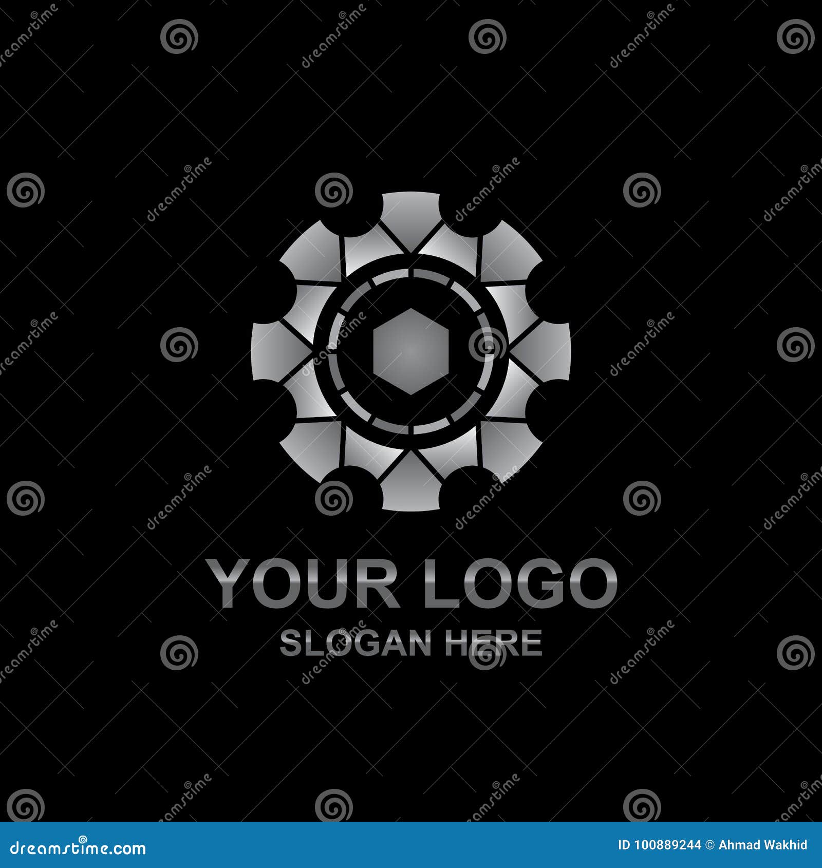 Abstract Metallic Gear Technology Logo Design Vector Stock Vector ...