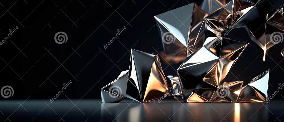 Abstract Metallic Geometric Shapes with Reflective Surfaces Stock ...