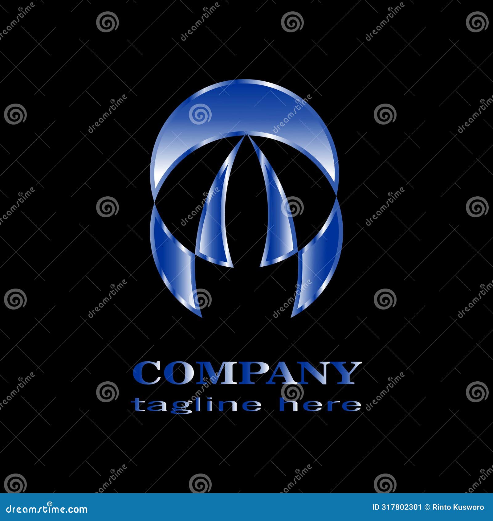 Abstract Metallic Gradient Blue Logo Design. Curve Stock Vector ...