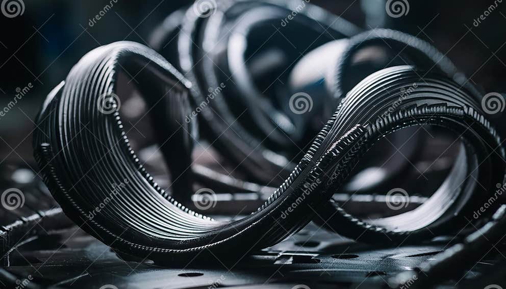 Abstract Metallic Infinity Loop in a Futuristic Setting with a Blurred ...