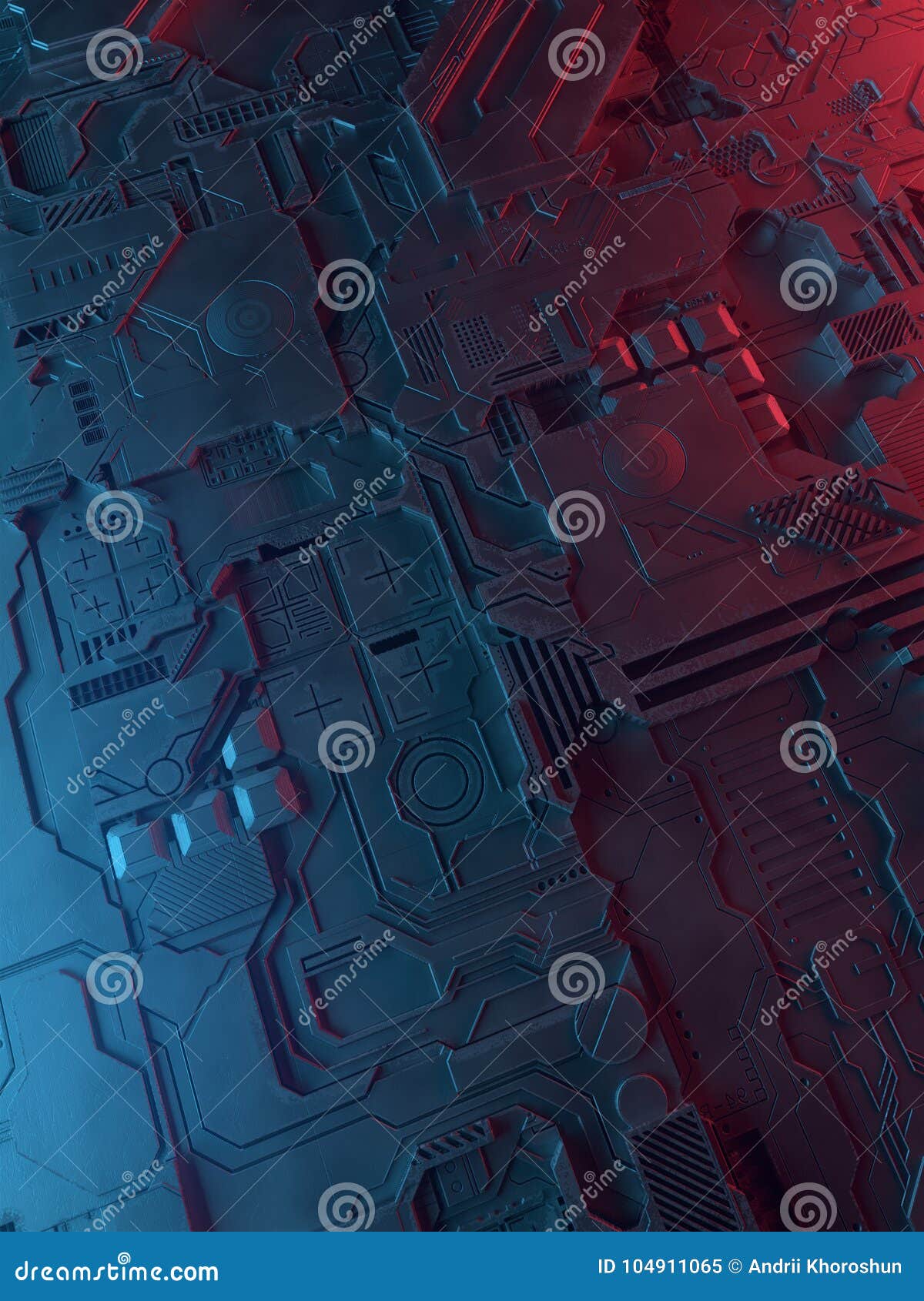 Abstract Metallic Pattern. Futuristic Techno Background Illuminated by ...