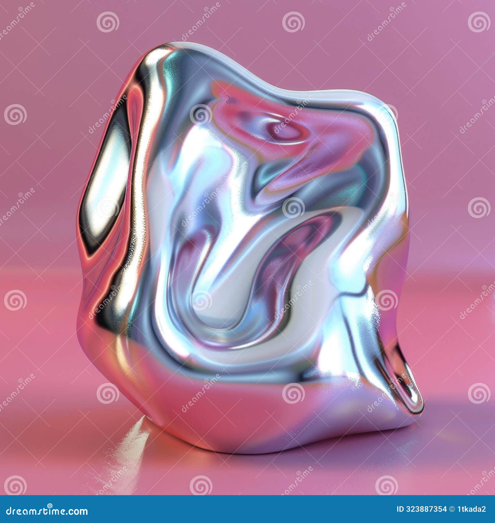 Abstract Metallic Sculpture in Fluid Form, Gradient Background. Stock ...