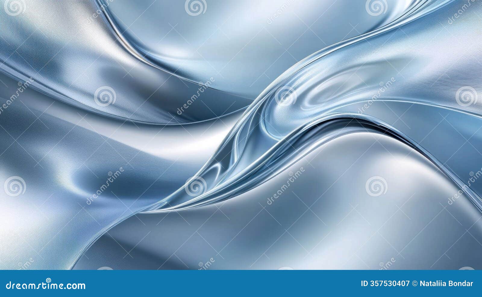 Abstract Metallic Silver and Blue Fluid Waves Background in Soft Focus ...