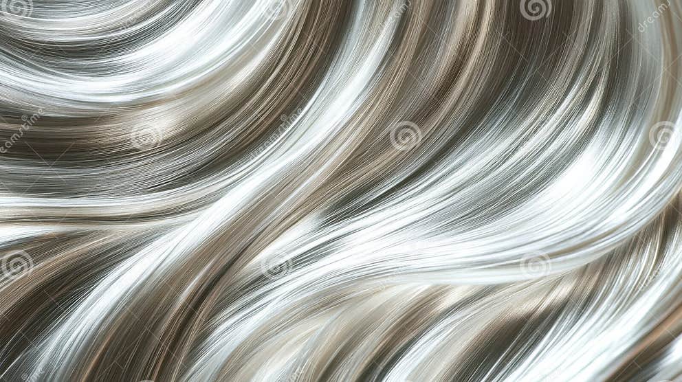 Abstract Metallic Silver Wave Pattern with Reflective Light Effects in ...