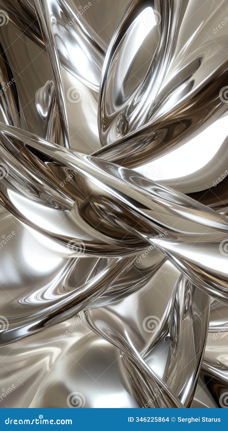 Abstract Metallic Swirl with Reflective Surfaces Creates a Dynamic ...