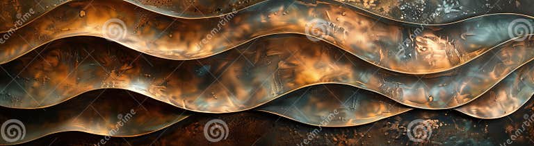 Abstract Metallic Texture with Undulating Wavy Patterns in Bronze and ...