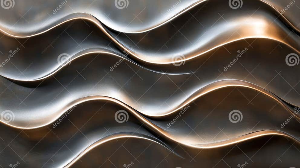 Abstract Metallic Waves Design Textured Surface Stock Illustration ...