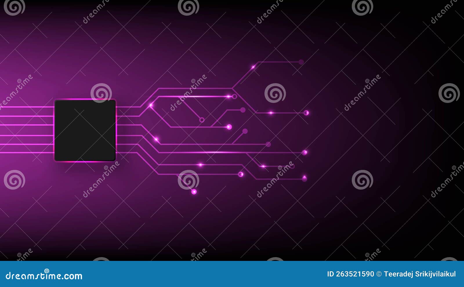 Abstract Microchip On Circuit Board Technology Background Stock Vector