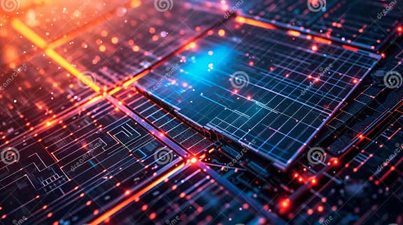 Abstract Microchip Design with Glowing Circuit Patterns Stock Image ...