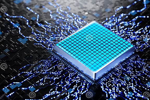 Abstract Microelectronics Technology Concept. Abstract Microchip. Conventional Technologies. New ...