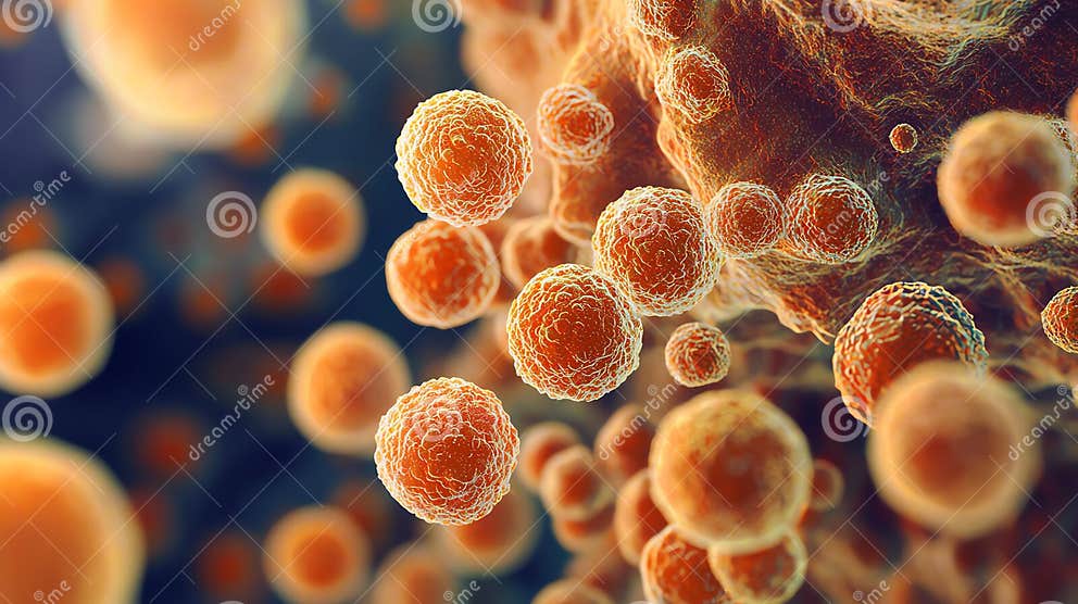Abstract Microscopic Image of Orange Cells Stock Illustration ...