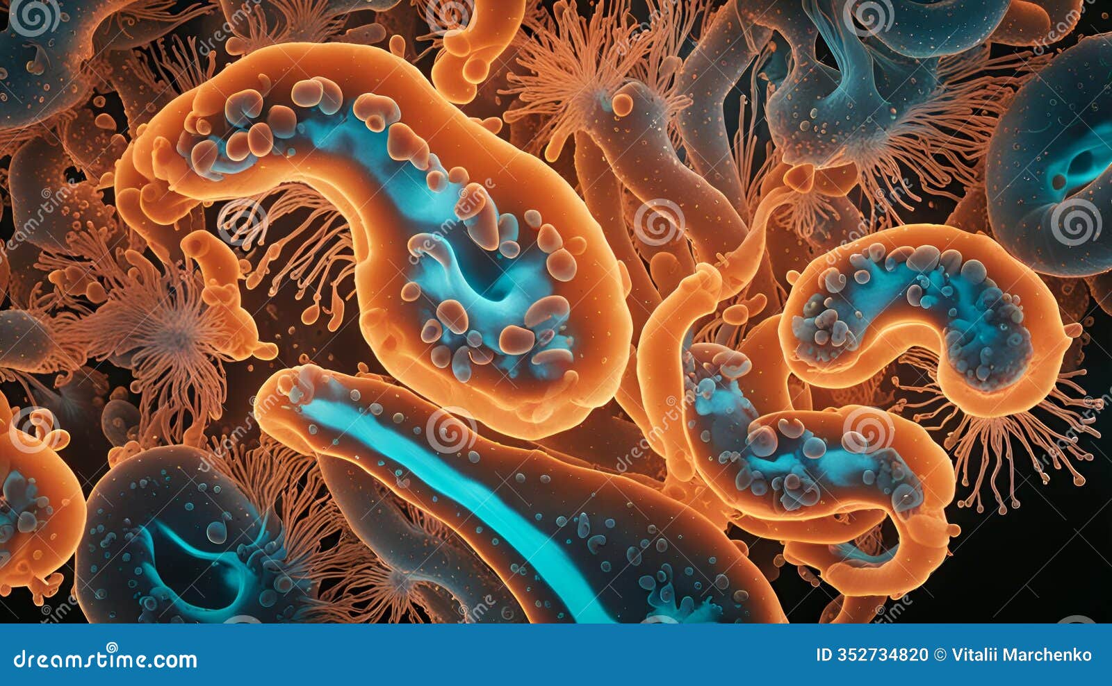 Abstract Microscopic View of Colorful Bacteria and Protozoa Stock ...