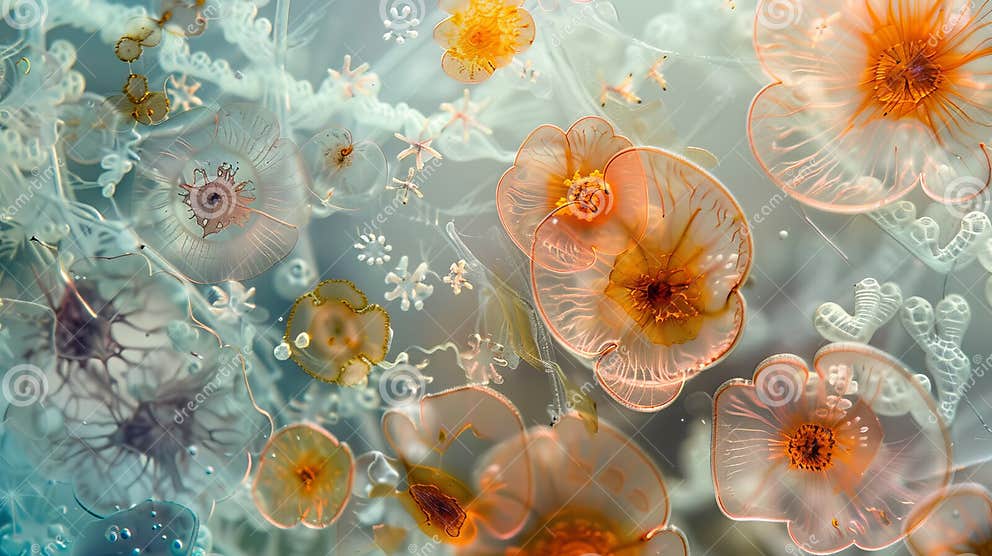 Abstract Microscopic View of Delicate Structures and Floral Patterns ...