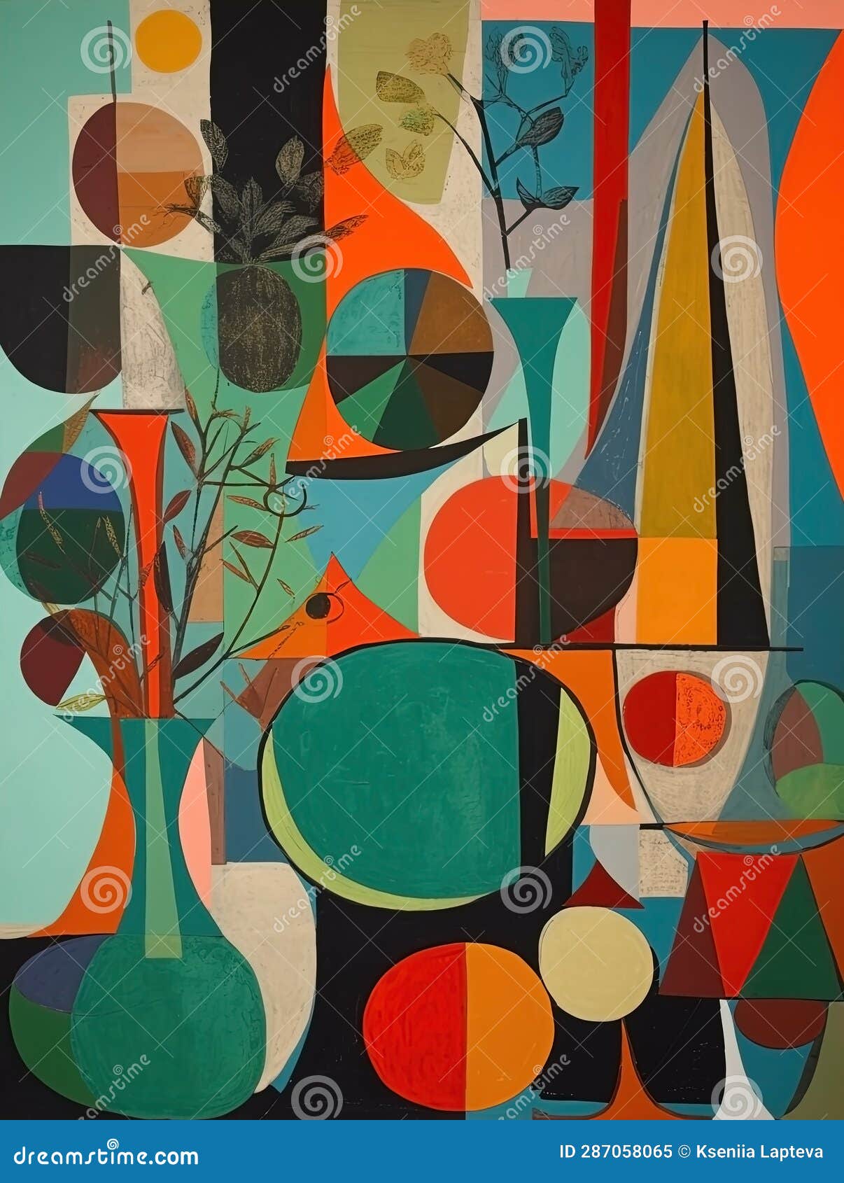 Abstract Mid-century Botany Art, Matisse Style Illustration. Stock ...