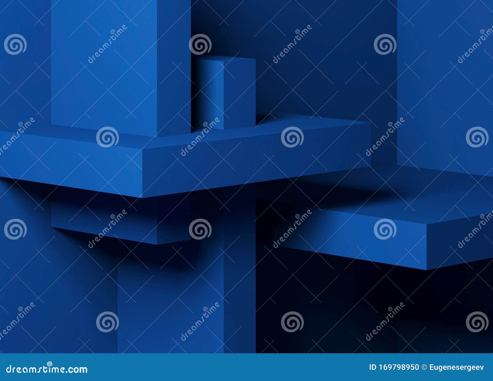 Abstract Minimal Architectural Background with Classic Blue Boxes ...