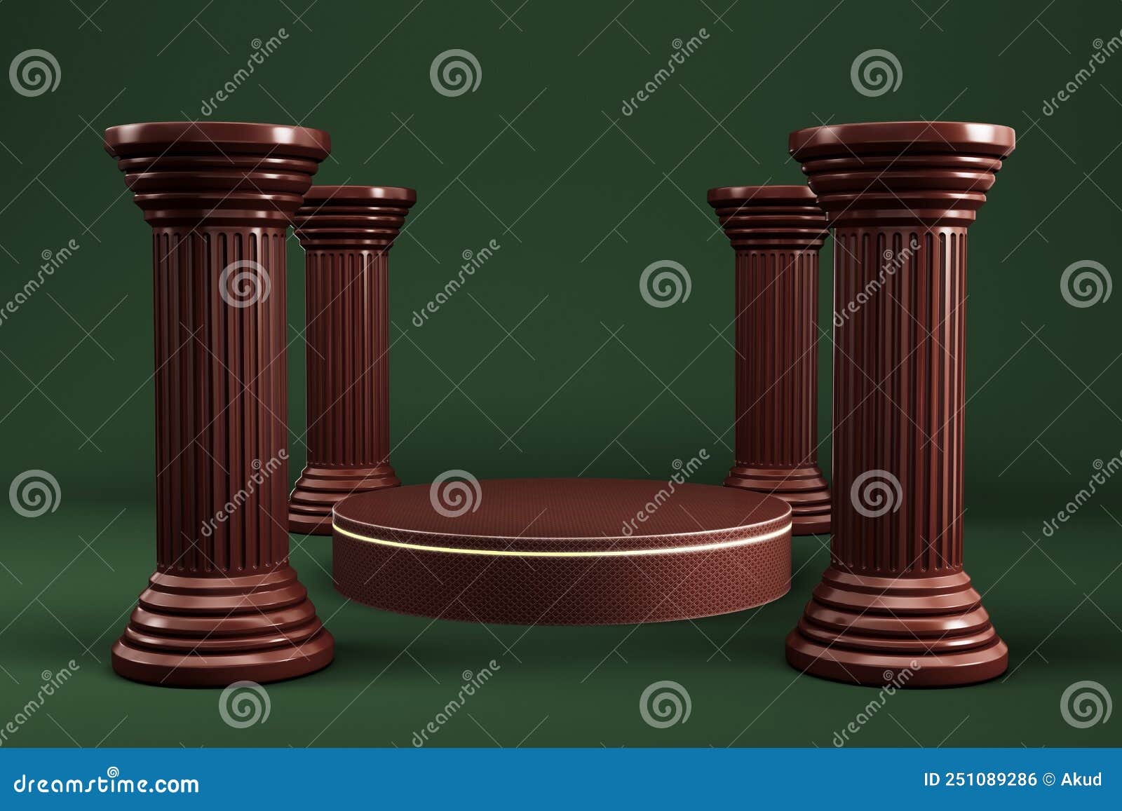 Abstract Minimal Background. Cylindrical Platform with Ancient Pillars ...