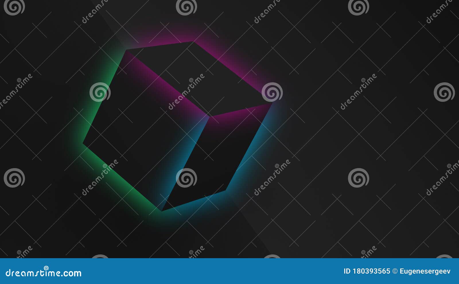 Abstract Minimal Background with Neon Glowing Cube Stock Illustration ...